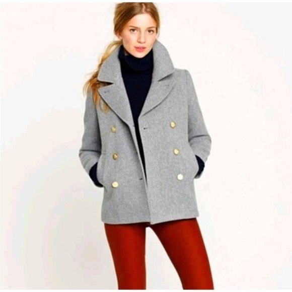 J. Crew | Jackets & Coats | J Crew Wool Grey Coat Peacoat 0p | Poshmark
